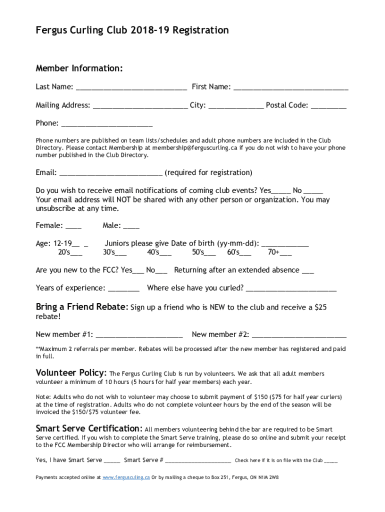 Fillable Online FCC Registration Form 2018-19.docx Fax Email Print - pdfFiller