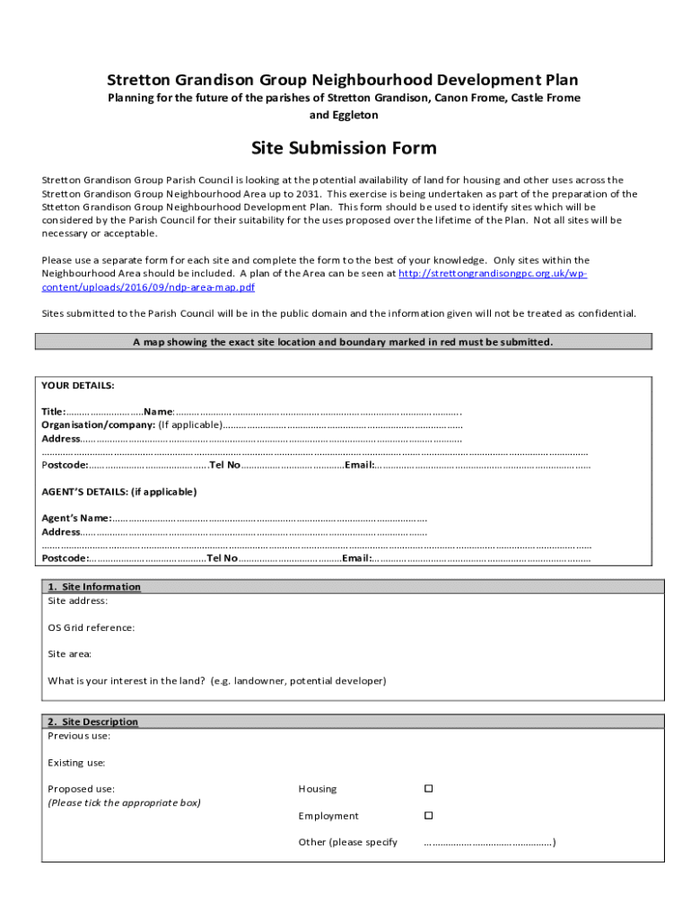 Fillable Online Stretton Grandison Group Neighbourhood Development Plan ...