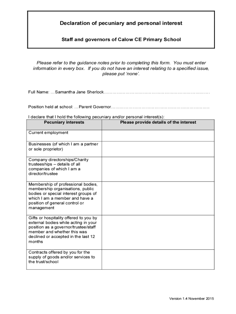 Fillable Online Declaration Of Business Interest Form S Sherlock Fax Fillable Online Declaration Of Business Interest Form S Sherlock Fax
