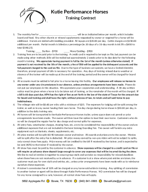 Fillable Online Race Horse Training Agreement - Horselawyers.com Fax ...