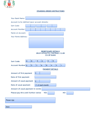 Fillable Online GAFC DRAW STANDING ORDER FORM Fax Email Print - pdfFiller