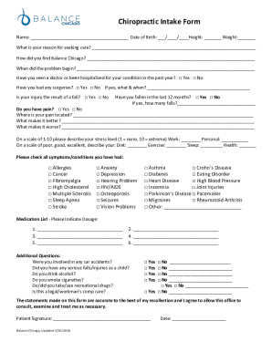 Fillable Online PIP New Patient Intake Form Name - Harbor Chiropractic ...