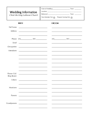 Fillable Online Wedding Information Sheet.pub Fax Email Print - pdfFiller