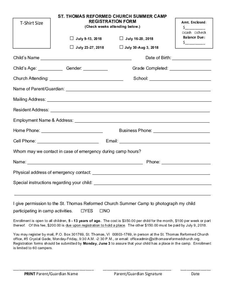 Fillable Online Summer Camps and Programs for St. Thomas and St. John ... Fax Email Print ...