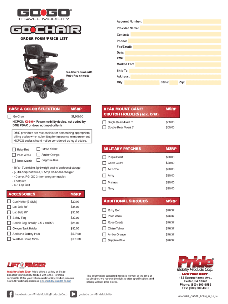 Fillable Online Go Chair Wheelchair :: Go-Go Travel MobilityAccessories ...
