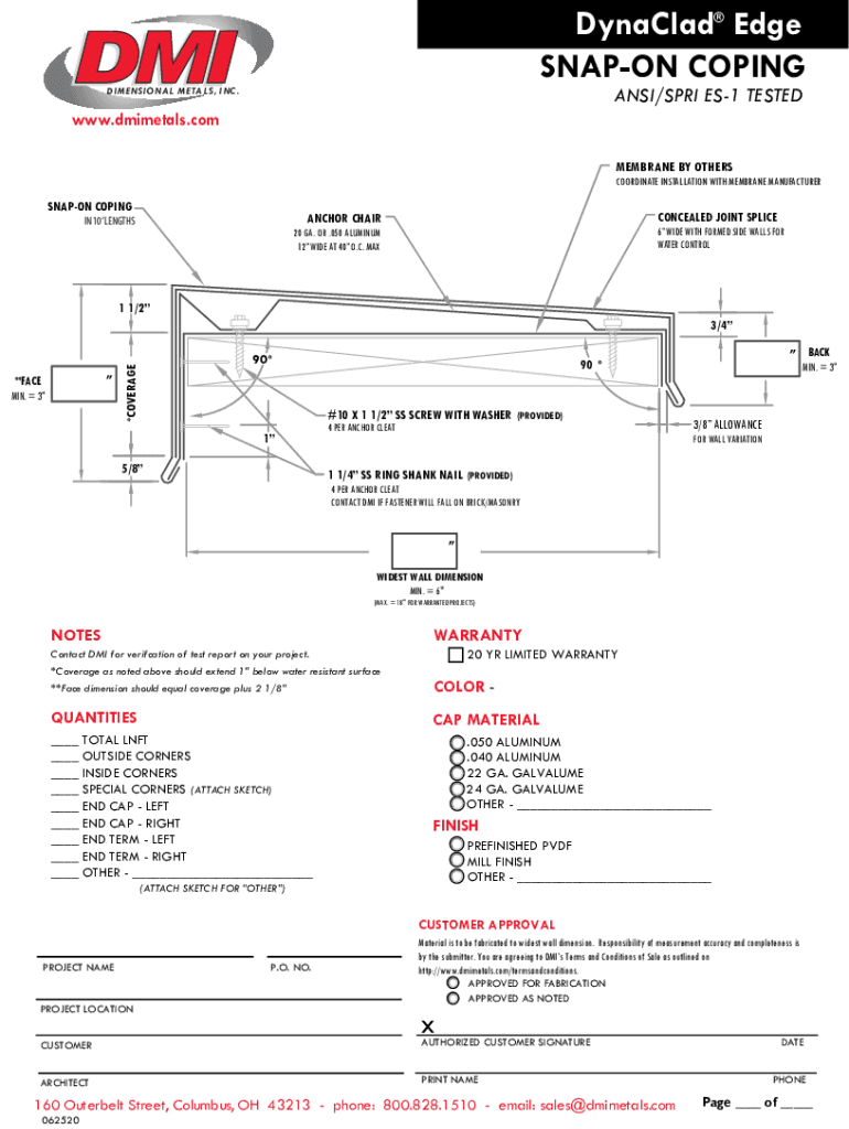 Fillable Online Coping - Order Form Backing.ai Fax Email Print - pdfFiller