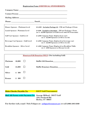 Fillable Online Registration Form (INDIVIDUAL SPONSORSHIPS) Fax Email Print - pdfFiller