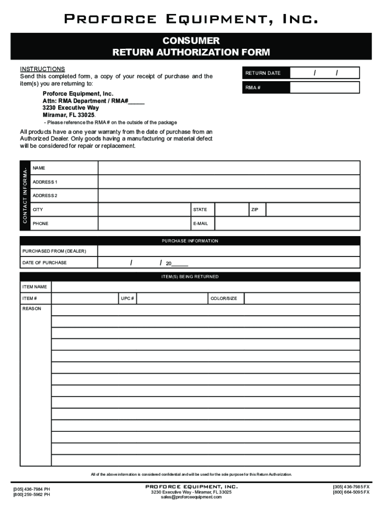Fillable Online Return Instructions and Return Merchandise ...