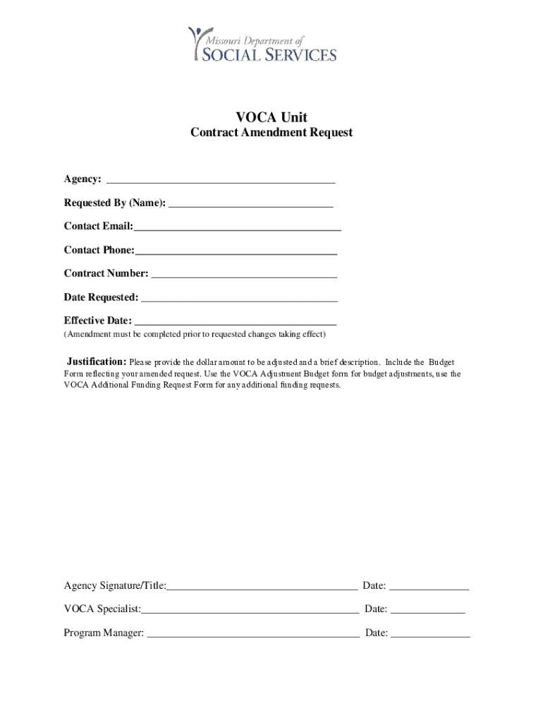 Fillable Online dss mo VOCA Unit Contract Amendment Request Fax Email ...