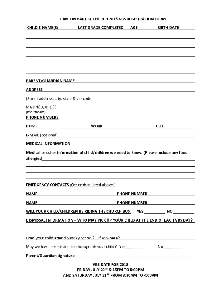 Fillable Online please fill out and turn in a form for every child Fax ...