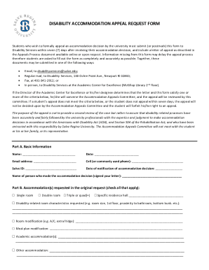 Fillable Online DISABILITY ACCOMMODATION APPEAL REQUEST FORM Fax Email ...