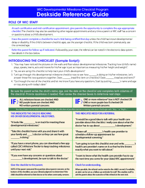 Fillable Online ROLE OF WIC STAFF INTRODUCING THE CHECKLIST (Sample ...