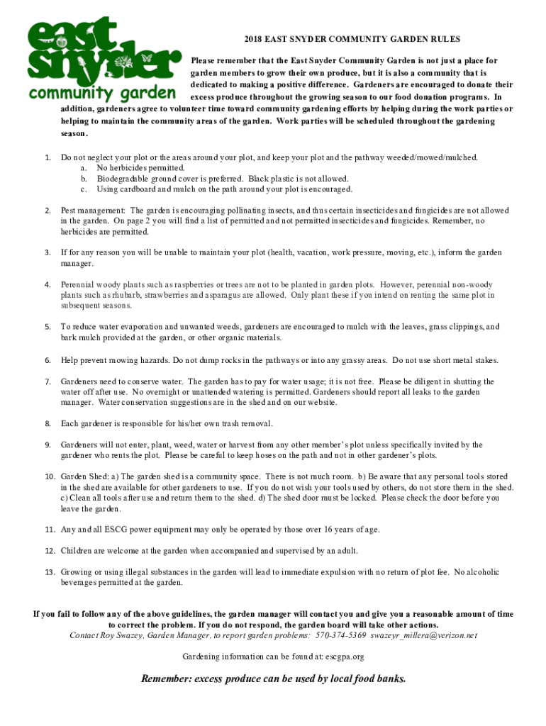 Fillable Online Community Gardens: Garden Rules - Operational ...