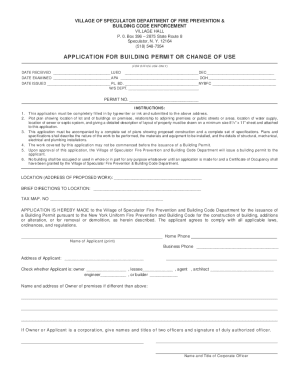 Fillable Online Revised Application for Building Permit or Change of Use Fax Email Print - pdfFiller