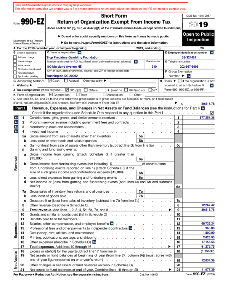 Fillable Online 2020 Form IRS 990-EZ Fill Online, Printable, Fillable ...