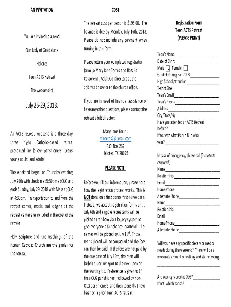 Fillable Online Sample Retreat Invitation - Our Lady of Calvary Retreat ...