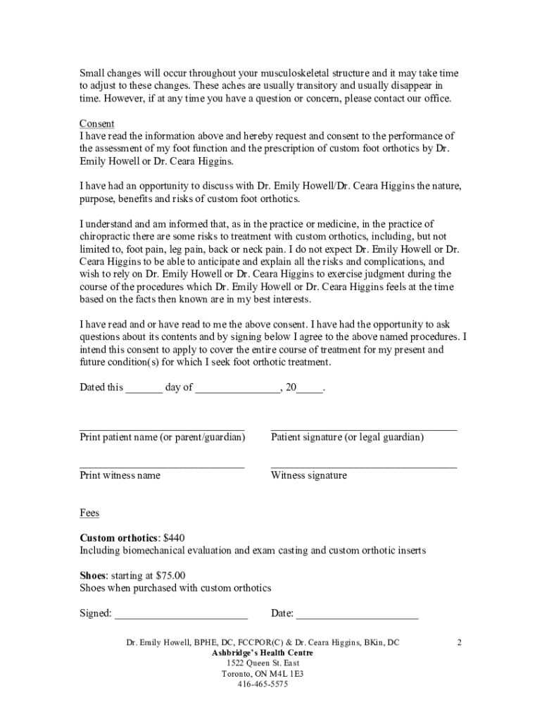 Fillable Online Informed Consent for Chiropractic Examination and Food ...