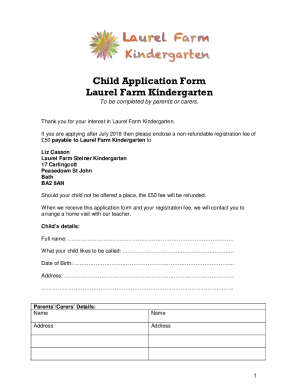 Fillable Online Child Care Application Forms That Work for ...