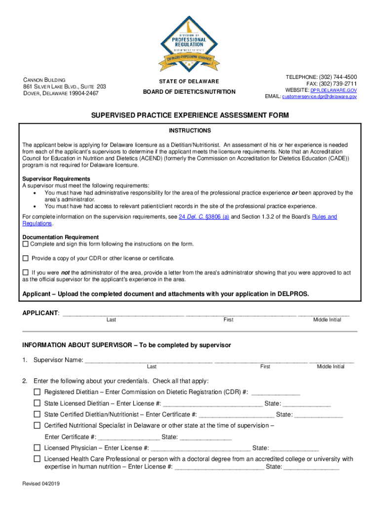 Fillable Online Supervised Practice Experience Assessment Form Fax ...