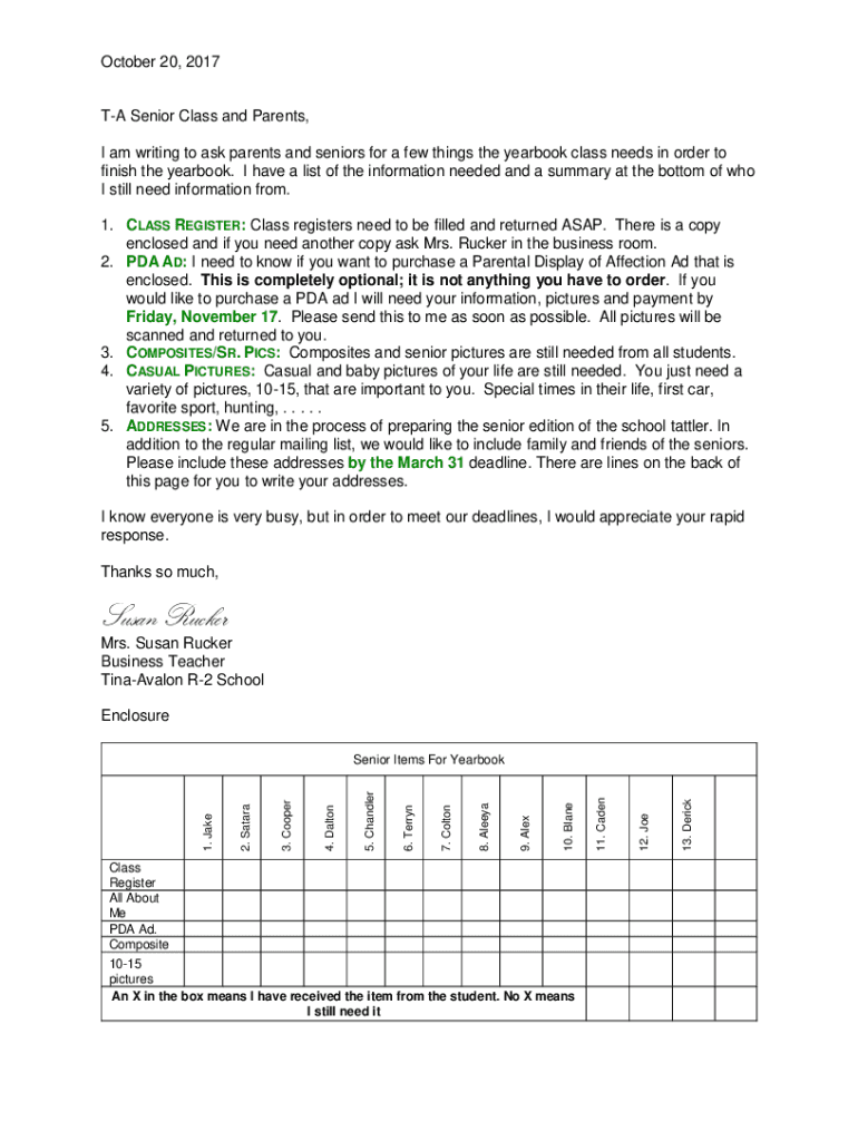 Senior Ads From Parents Examples - Fill Online, Printable, Fillable ...