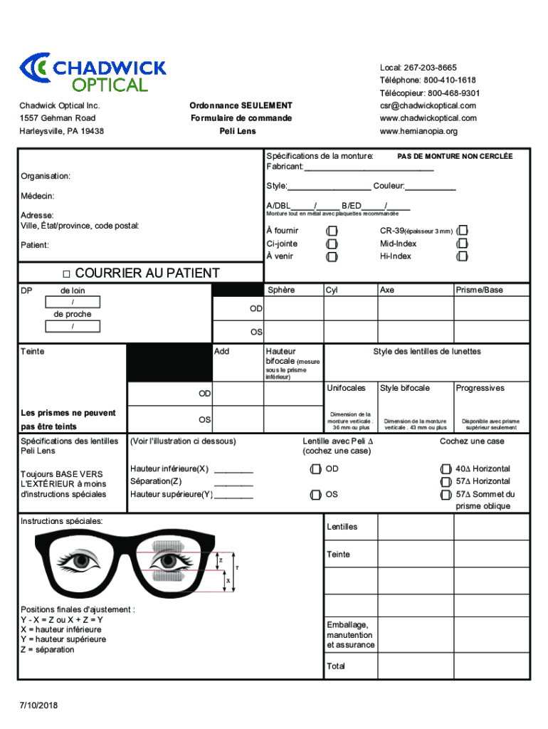 Remplissable En Ligne French Peli Lens Order form Fax Email Imprimer ...