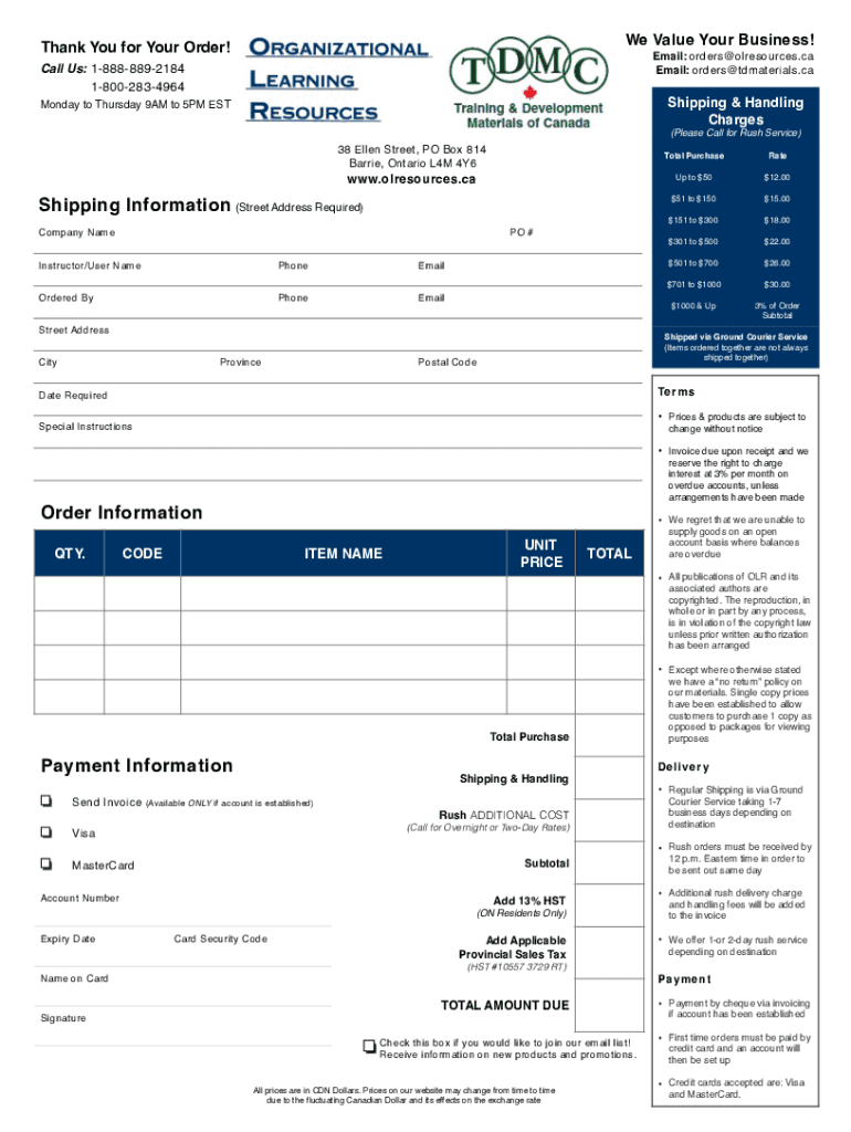 Fillable Online OLR - Order Form Updated Original V2 Fax Email Print ...