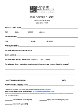 Fillable Online PDF CHOIR REGISTRATION FORM - The Reformed Church of ...
