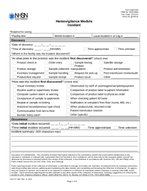 NHSN Incident #: Doc TemplatePDFfiller Doc Template | pdfFiller