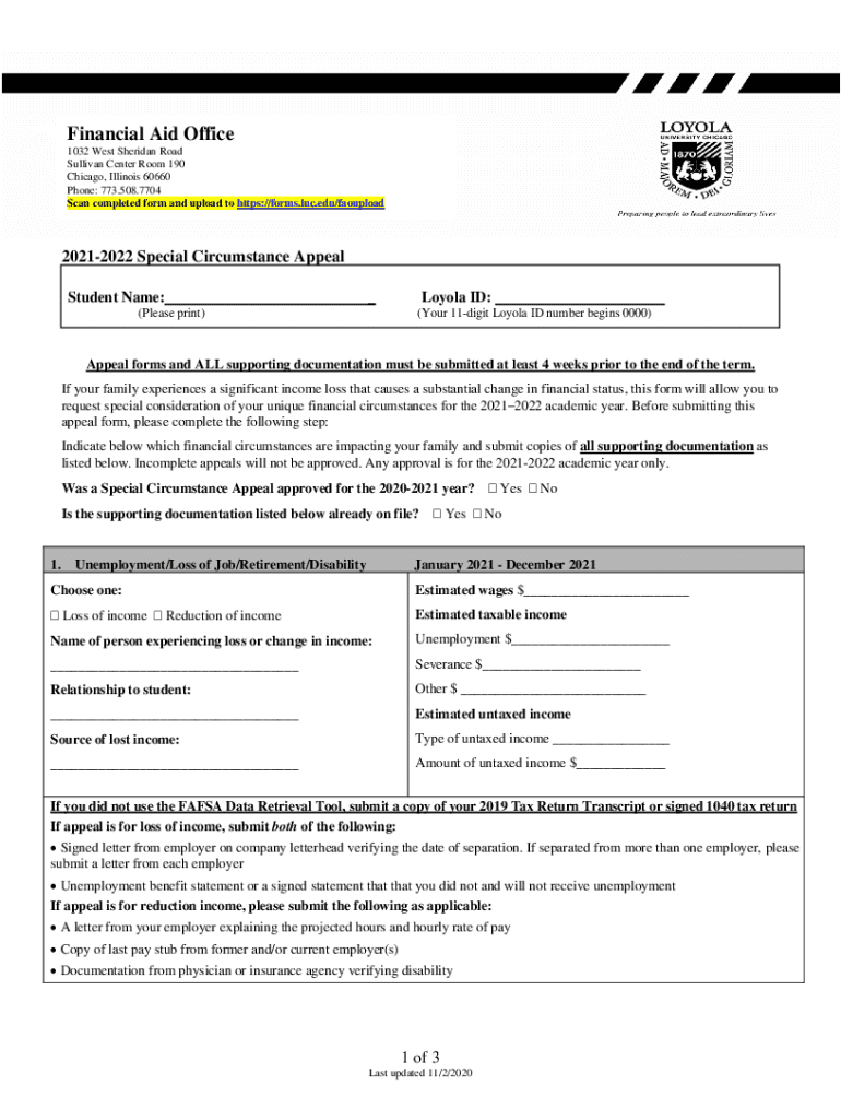 Fillable Online 2020-2021 Forms: Financial Aid Office: Loyola ...