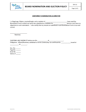 Fillable Online BOARD NOMINATION AND ELECTION POLICY Fax Email Print ...