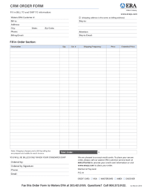 Fillable Online ERA CRM Order Form 2018. ERA CRM Order Form 2018 Fax ...