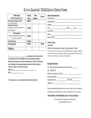 Fillable Online ELITCH GARDENS EDUCATION DAYS SCHOOL GROUP ORDER FORM ...