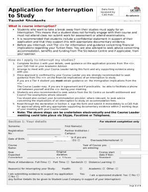 Application for Interruption to Study - Taught FINAL Doc Template | pdfFiller