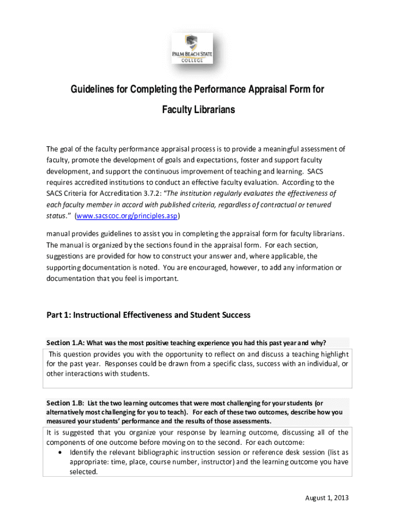 Fillable Online Guidelines for Completing the Performance Appraisal ...