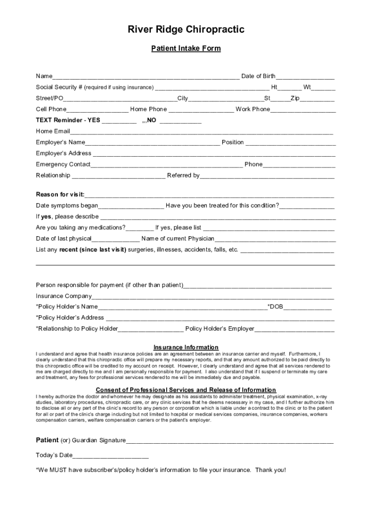 Fillable Online Personal Injury Intake Form - Cypress Physical Therapy ...