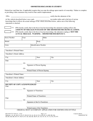 Fillable Online Odometer Disclosure Requirements - Federal Register Fax ...