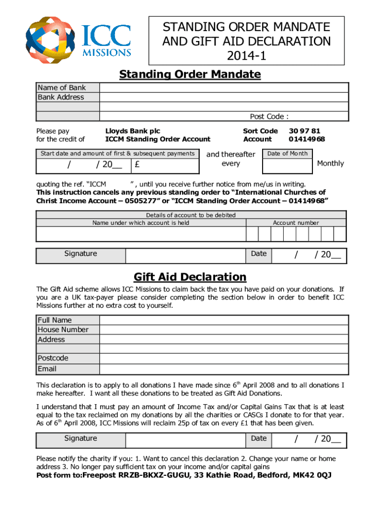 Fillable Online Standing Order Mandate - The National Gallery, London Fax Email Print - pdfFiller