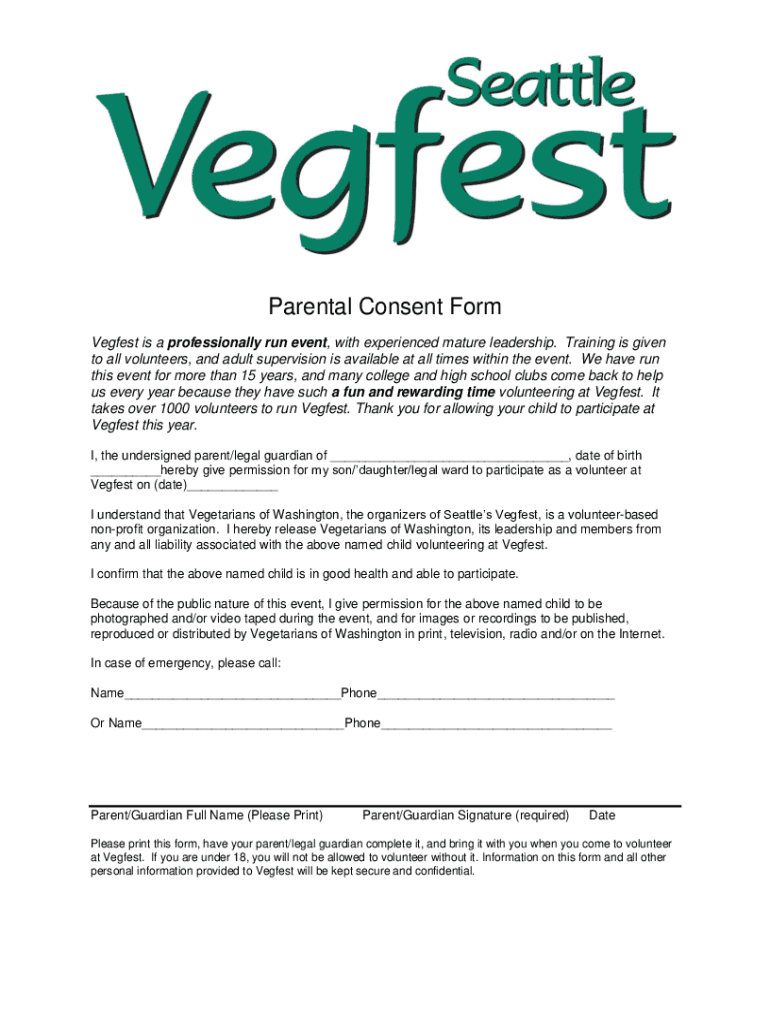 Fillable Online 50 Printable Parental Consent Form ...