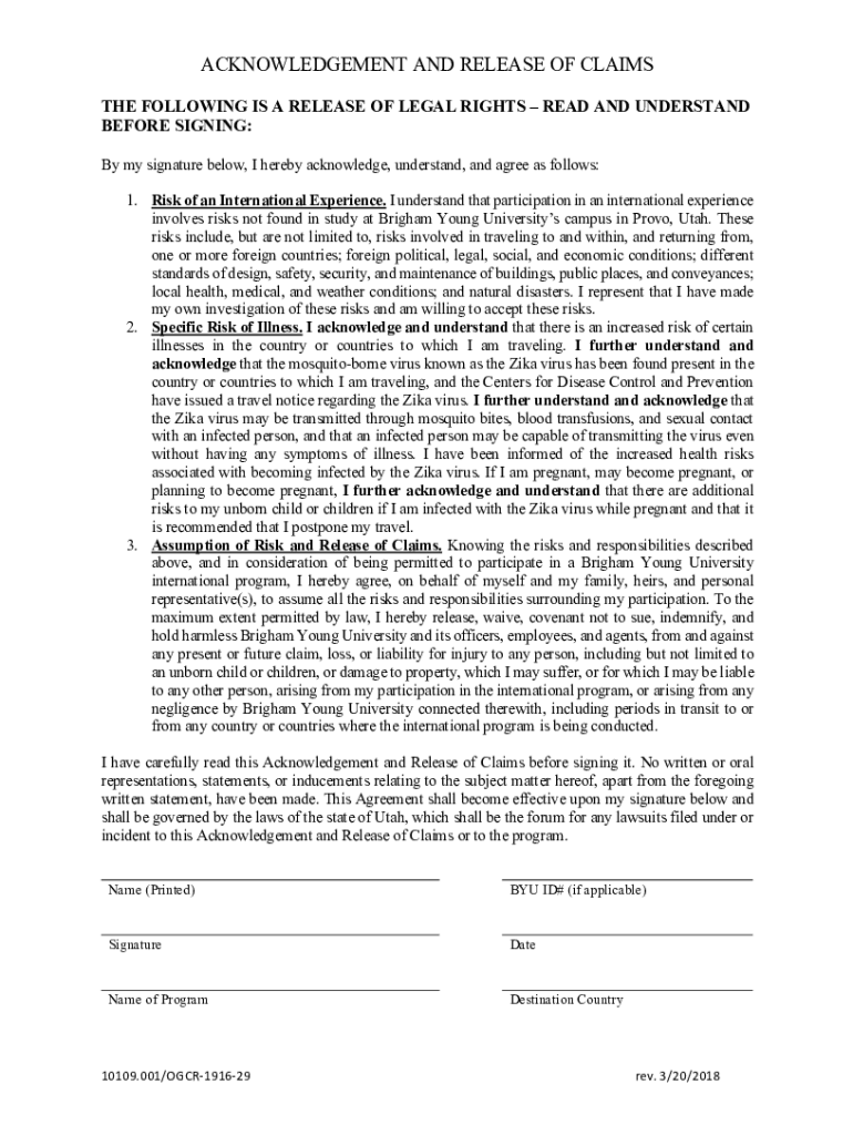 Fillable Online Acknowledgment of Reading and Understanding Sample ...