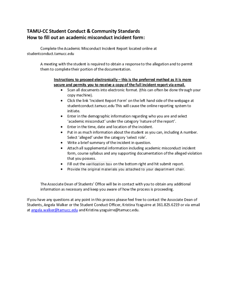 Fillable Online How to fill out an academic misconduct incident form ...
