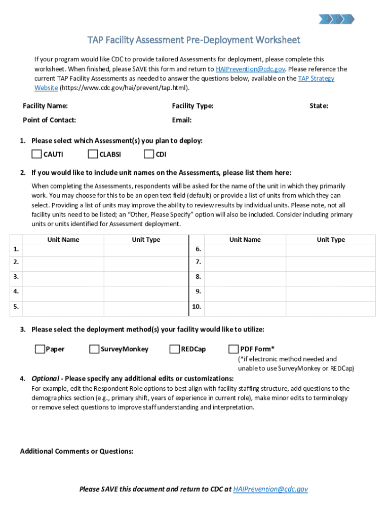 Fillable Online TAP Strategy How To Guide - Centers for Disease Control ...