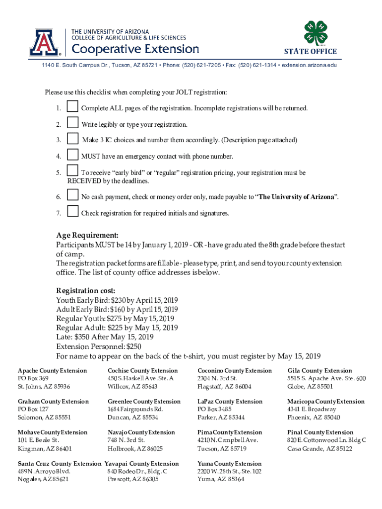 Fillable Online extension arizona STATE OFFICE - University of Arizona ...