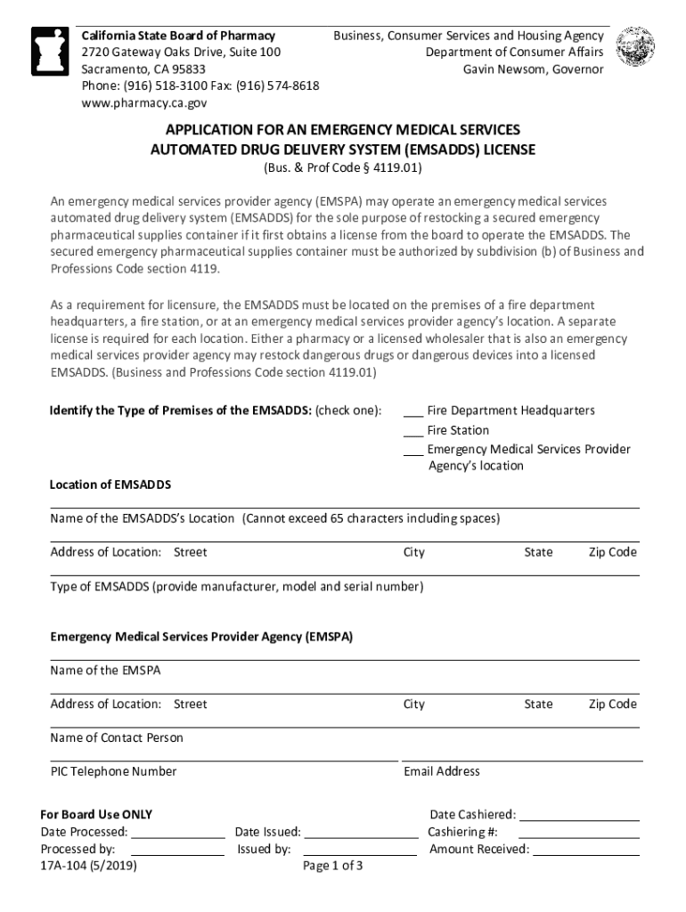 Fillable Online pharmacy ca Application for an emergency medical ...