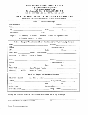 Fillable Online dps mn Notice of Change Form - Minnesota Department of ...