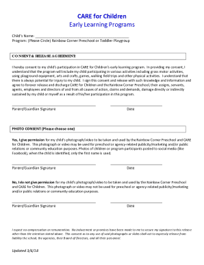 Fillable Online Early Learning Consent Form Fax Email Print - pdfFiller