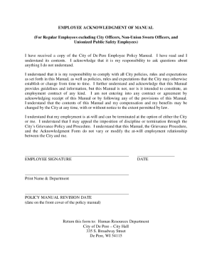 Fillable Online FREE 6+ Employee Manual Acknowledgment Forms in MS Word ...