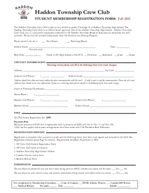 Fillable Online HADDON TOWNSHIP ROWING - Team Blog Fax Email Print ...