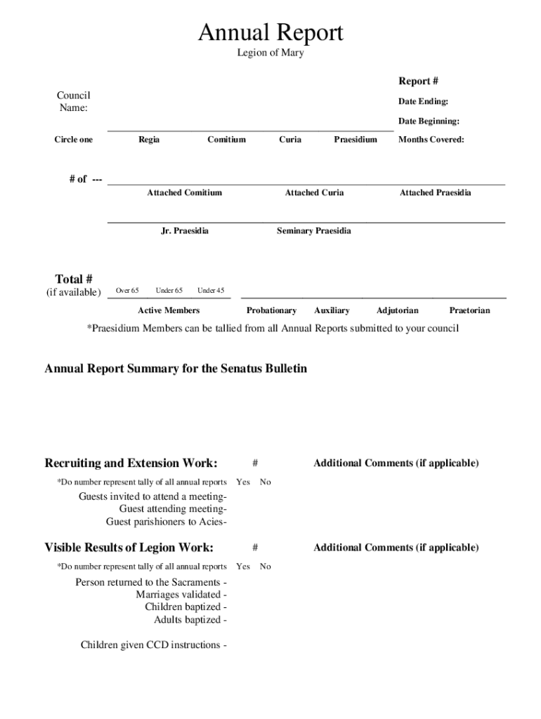 Fillable Online Praesidium FormsLegion of Mary Arlington Regia Fax ...