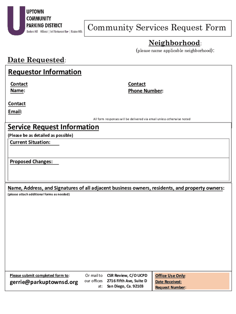 Fillable Online Community Services Request Form Fax Email Print - pdfFiller