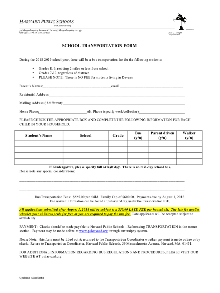 Fillable Online 18-19 PrintableBus Form Application.docx Fax Email ...